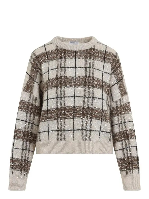 Brunello Cucinelli Mohair-blend Sequined Check Sweater - Multicolor