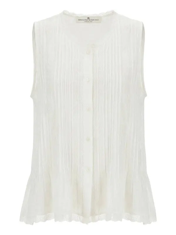 ERMANO SCERVINO Ermanno Scervino Sleeveless Lace Trimmed Top - Multicolor