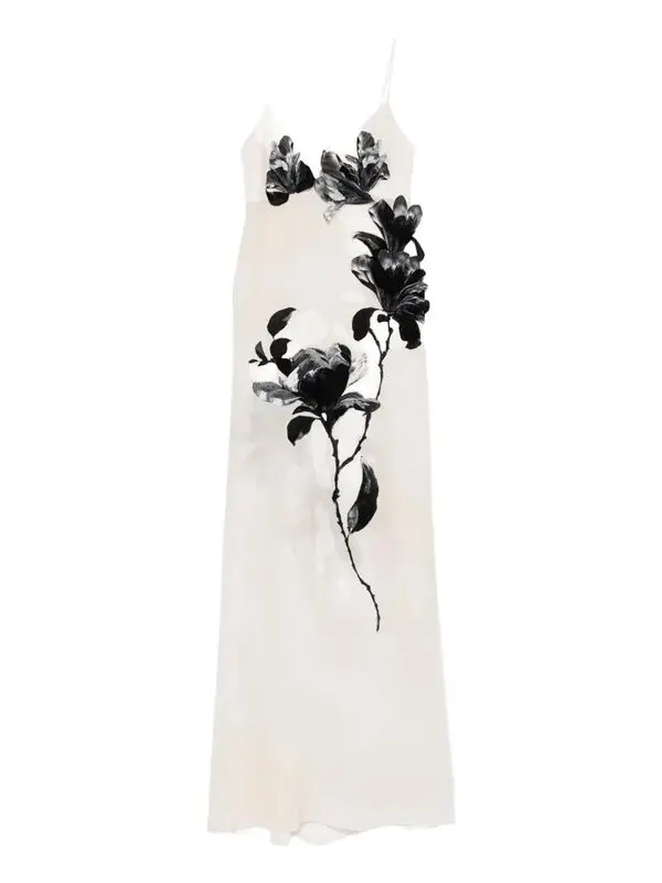 ERMANO SCERVINO Ermanno Scervino Long Silk Dress With Floral Pattern - Multicolor