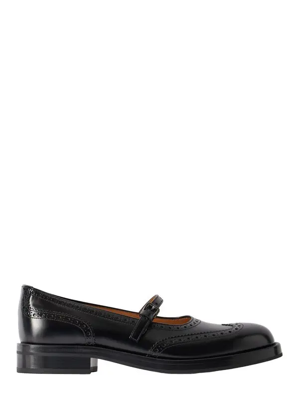 Church's Sheila Leather Mary Jane Flats With Brogue Detailing - Black