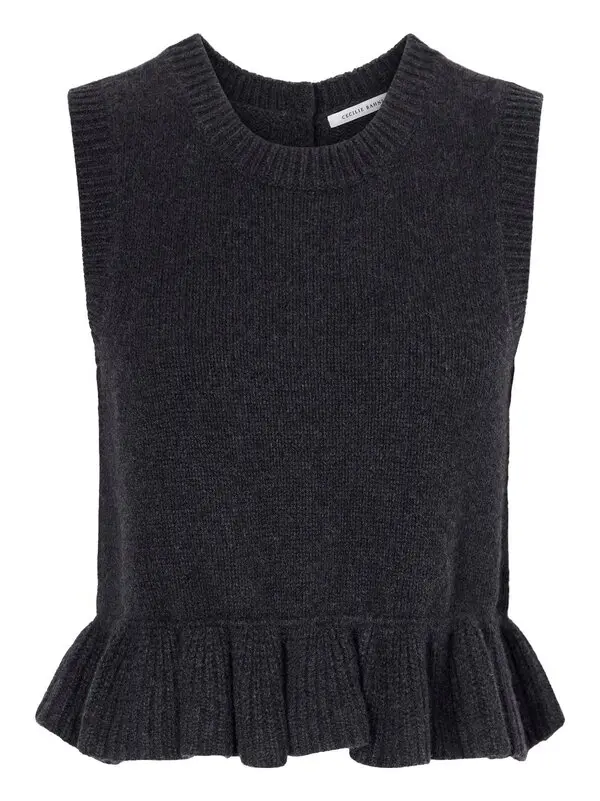 Cecilie Bahnsen Ruffled Cashmere & Wool-blend Sweater Vest - Gray