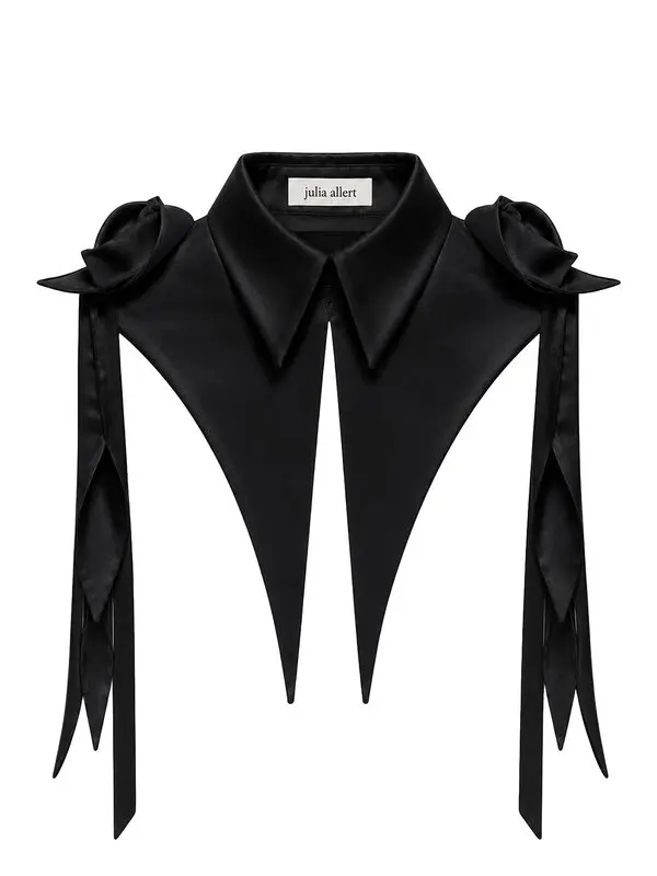 JULIA ALLERT Sculptural Satin Statement Collar - Black