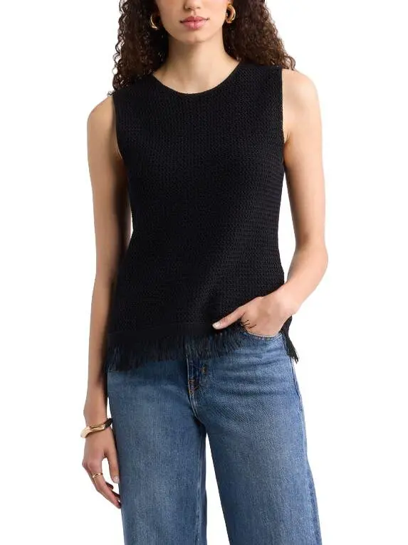 Nordstrom Fringe Hem Sleeveless Sweater - Black