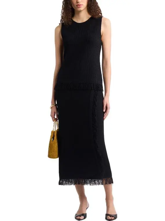 Nordstrom Fringe Hem Sleeveless Sweater - Black