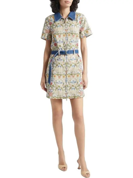 Cinq À Sept Bea Floral Zip Front Mini Dress - Cream Multi