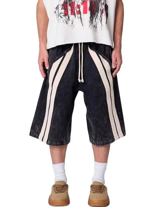 Mnml Ultra Baggy Stripe Twill Shorts - Washed Black