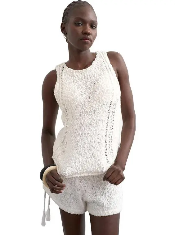 Topshop Knitted Pointelle Vest - Ivory