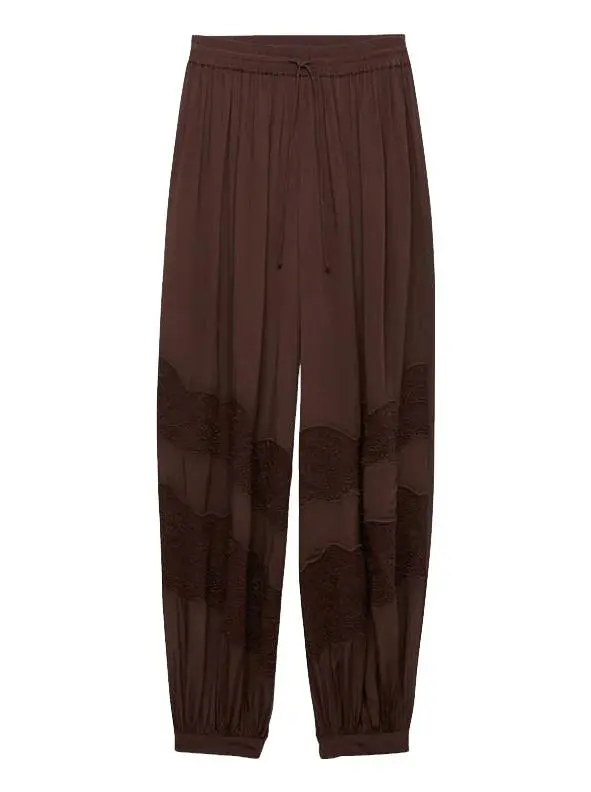 PER UNA BY M&S Lace Balloon Tie Waist Pants - Dark Mole