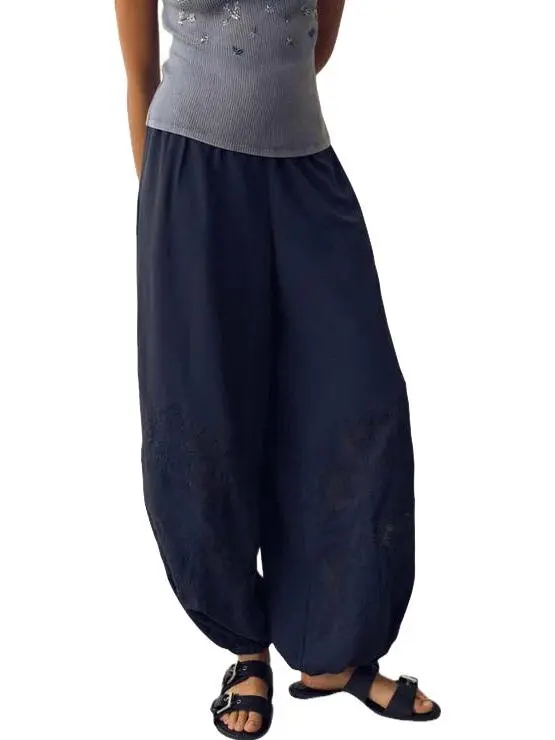 PER UNA BY M&S Lace Balloon Tie Waist Pants - Dark Slate