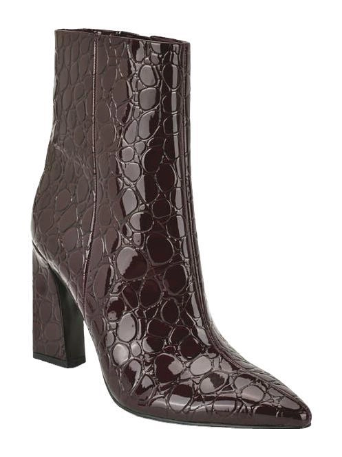Nine West Todaye Bootie With Sculptural Block Heel And Pointed Toe - Dark Red