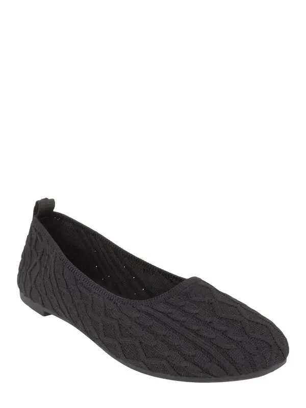 Tahari Cannes Cable Knit Ballet Flat - Black