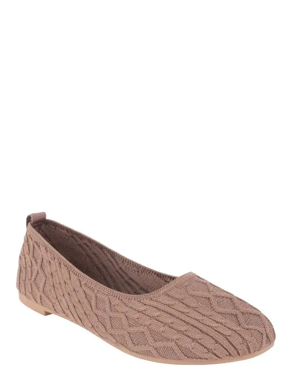 Tahari Cannes Cable Knit Ballet Flat - Light Brown