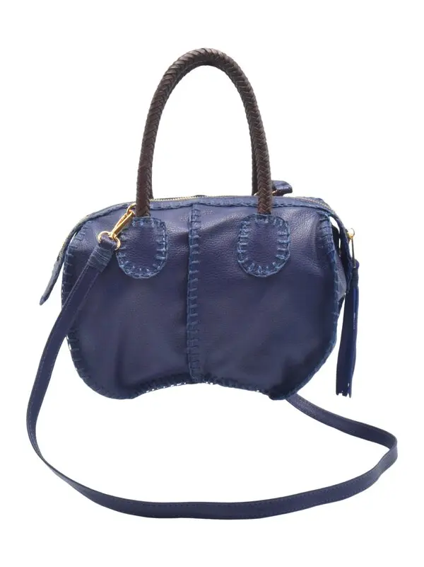 Carlos Falchi Mini Barrel Leather Bag - Blue