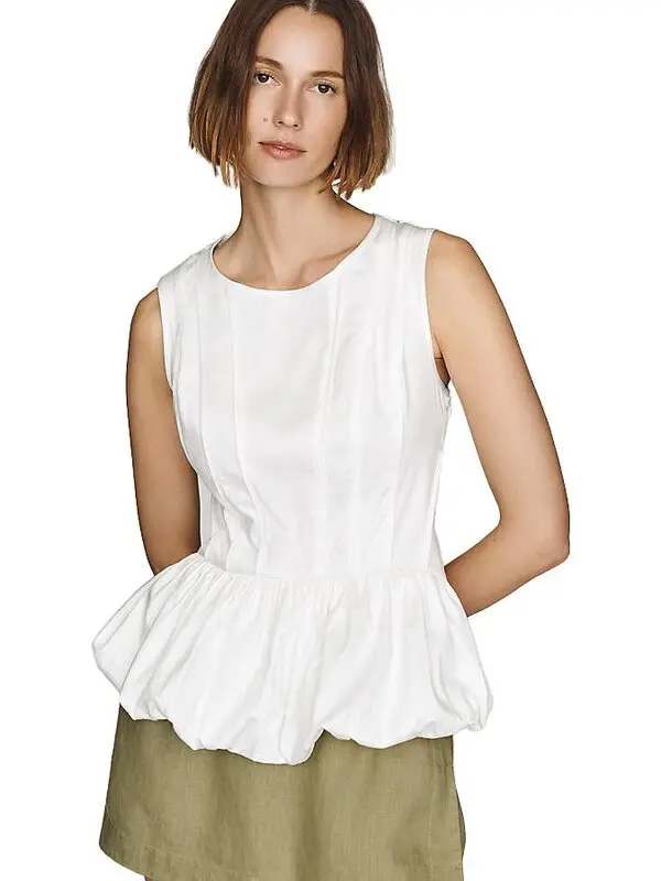 Anthropologie Bubble-hem Peplum Top - White