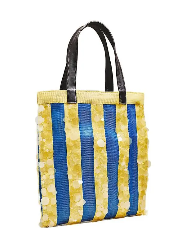 Chan Luu Striped Sequin Tote Bag - Blue Stripe