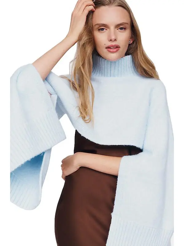 Anthropologie Funnel-neck Cropped Shrug - Light Blue