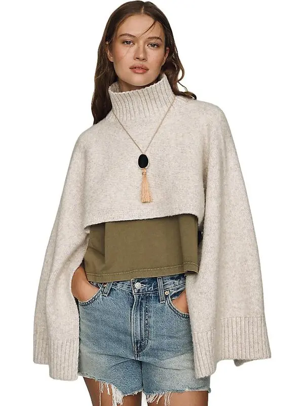 Anthropologie Funnel-neck Cropped Shrug - Tan