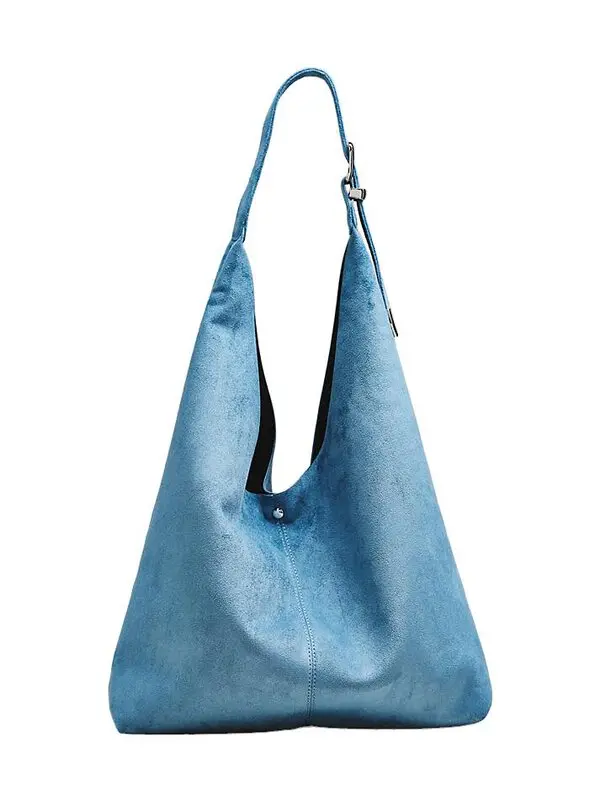 Anthropologie Love Knot Faux Suede Buckle Slouchy Bag - Slate