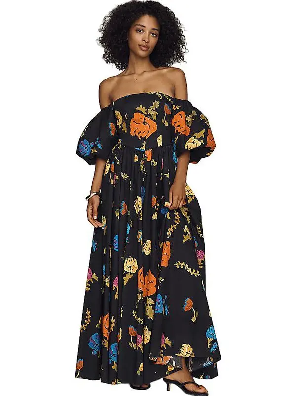 Caroline Constas Christa Off-shoulder Floral Maxi Dress - Black Multi