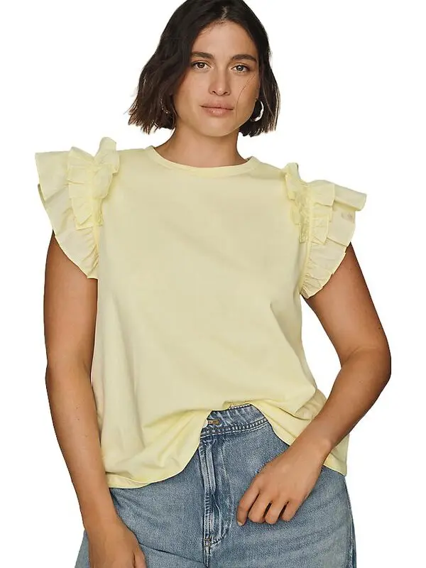 English Factory Cotton Ruffle Sleeve Top - Yellow