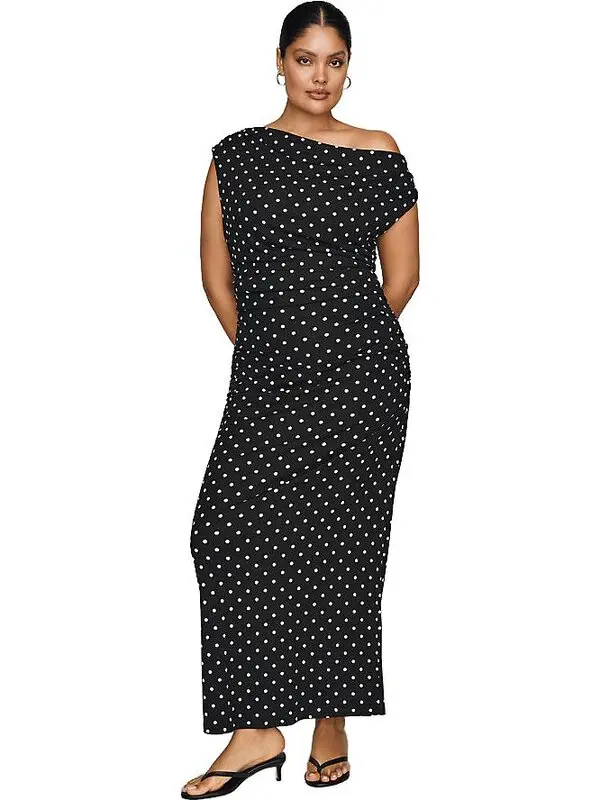 Endless Rose Polka Dot Off-shoulder Midi Dress - Black Dot