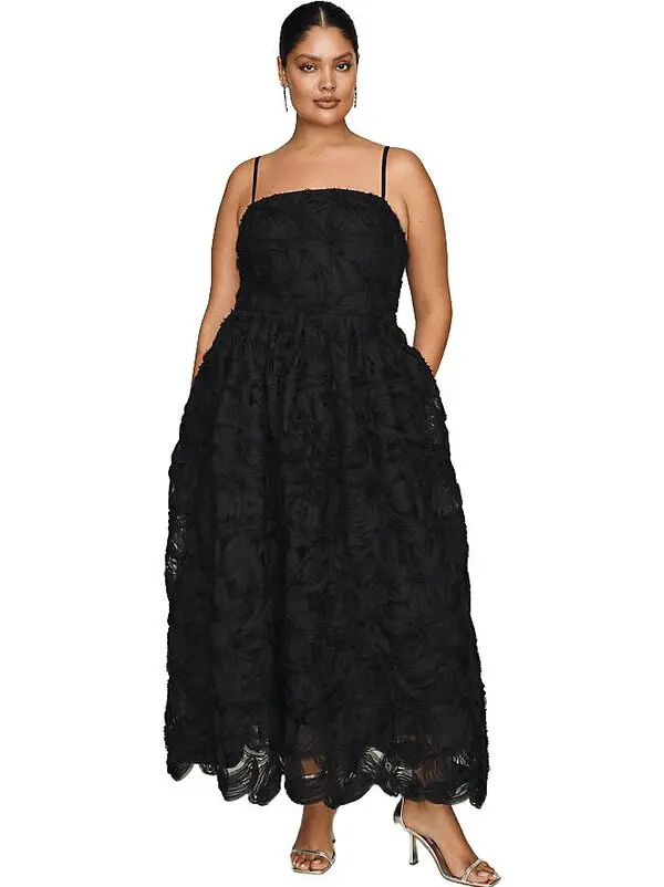 English Factory Lace Midi Dress - Black