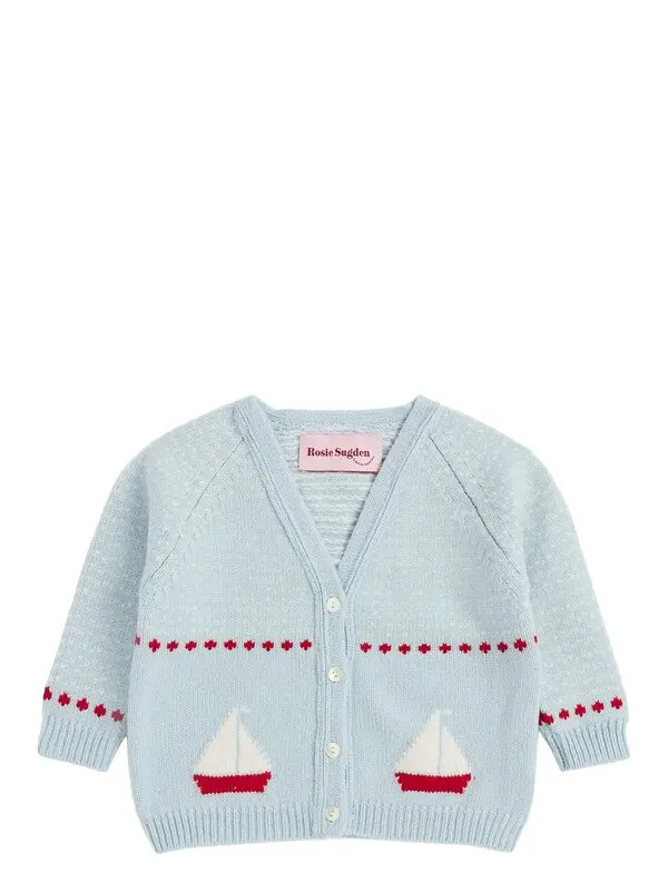 Rosie Sugden Cashmere Cardigan With Sailboat Motif - Blue