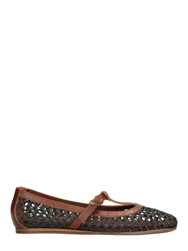 ANCIENT GREEK SANDALS Leather-raffia Ballet Flats - Brown