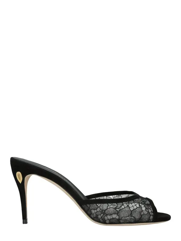 Jennifer Chamandi Lace Guido Mules 85 - Black