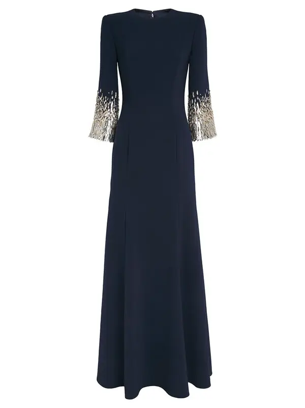 Jenny Packham Anita Embellished Cuff Maxi Dress - Black