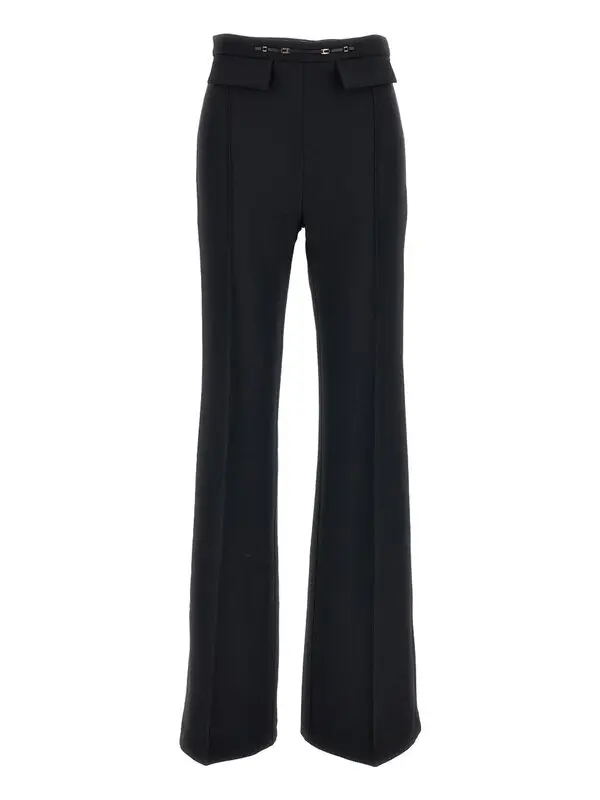 Elisabetta Franchi Stretch Crepe High Waist Flared Trousers - Nero