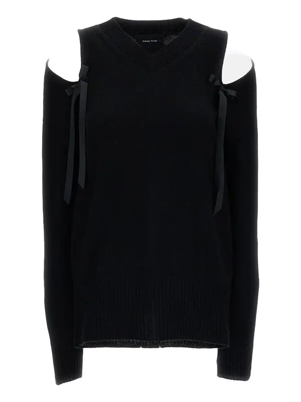 Simone Rocha Cashmere V-neck Sweater With Bow Detail - Black
