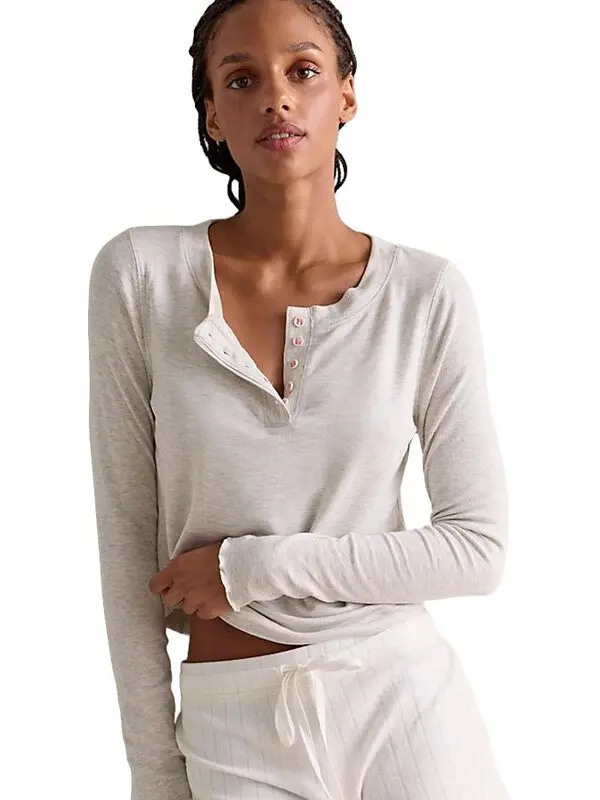 Free People Intimately Dream State Henley Top - Light Heather Grey