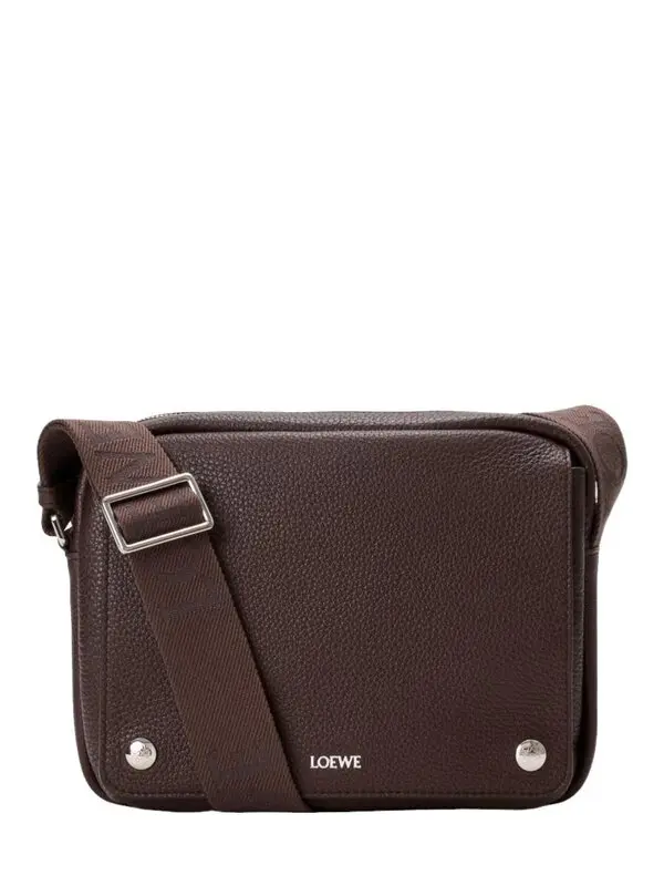 Loewe Medium Pebble Leather Messenger Bag - Chocolate