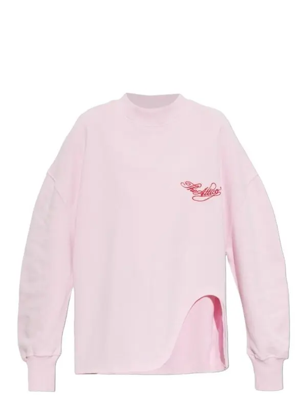 Attico Long-sleeve T-shirt With Ribbed Collar And Chest Design - Pink