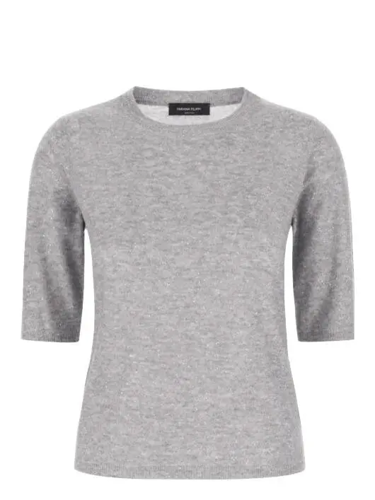 Fabiana Filippi Sequin Embellished Crew Neck Short Sleeve Sweater - Grey