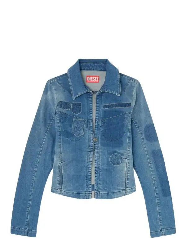 DIESEL® One-button Denim Shirt With Patch Embellishments - Blue