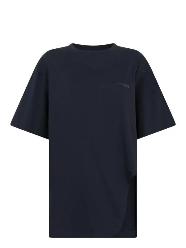 Attico Short-sleeved T-shirt With Embroidered Logo And Scoop Cutout - Black