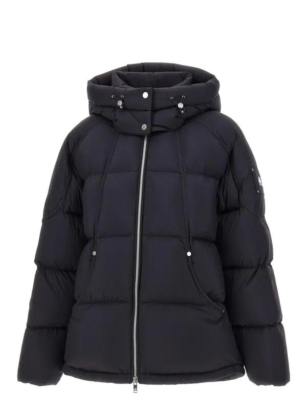 Moose Knuckles Down Zip-up Hooded Jacket - Black