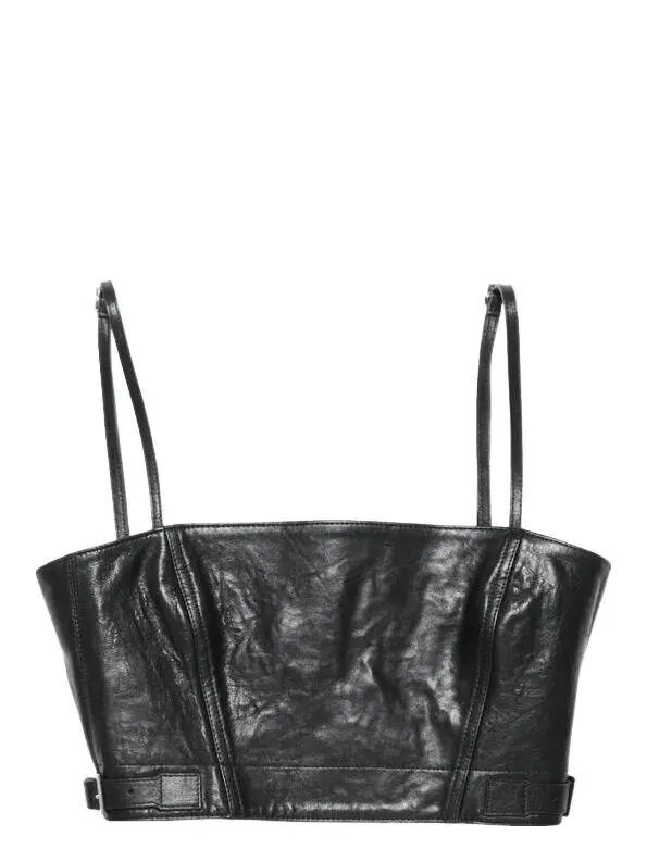 Acne Studios Leather Crop Top - Black
