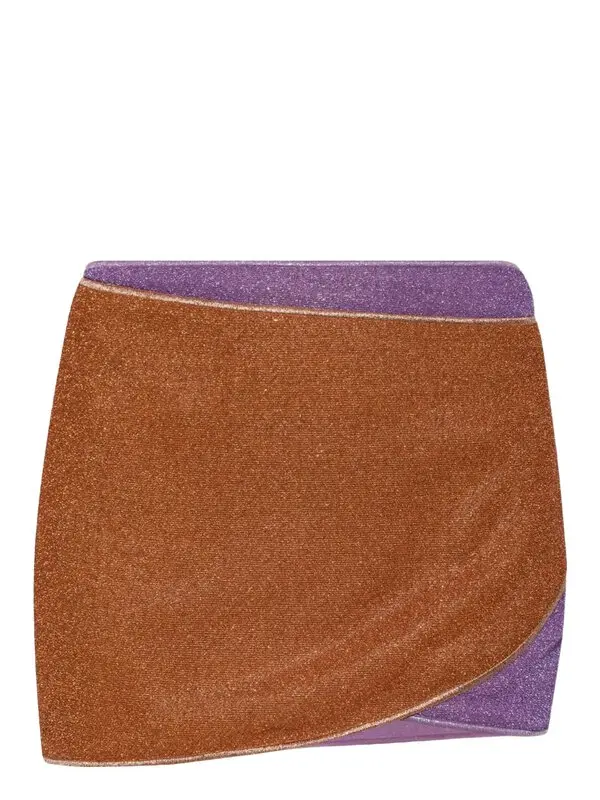 Oseree Asymmetrical Mini Skirt With Contrast Piping - Orange