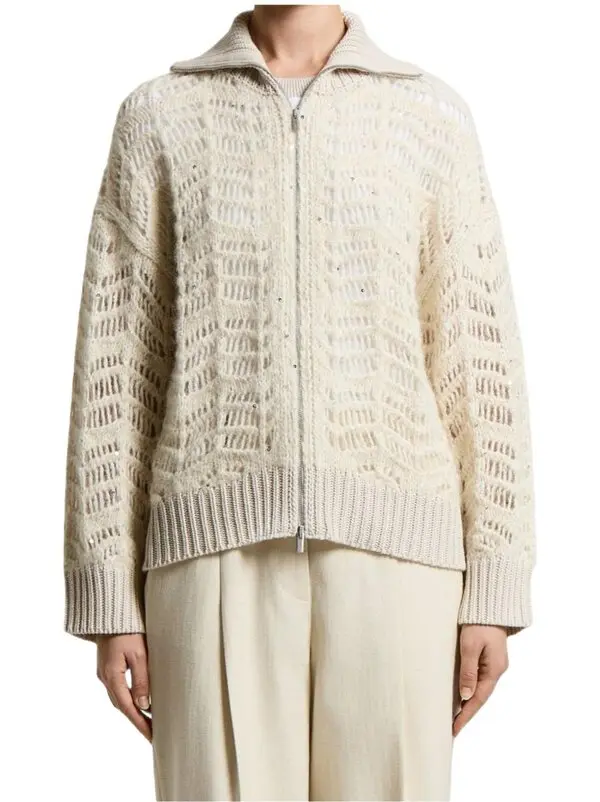 Peserico Openwork Knit Cardigan - White