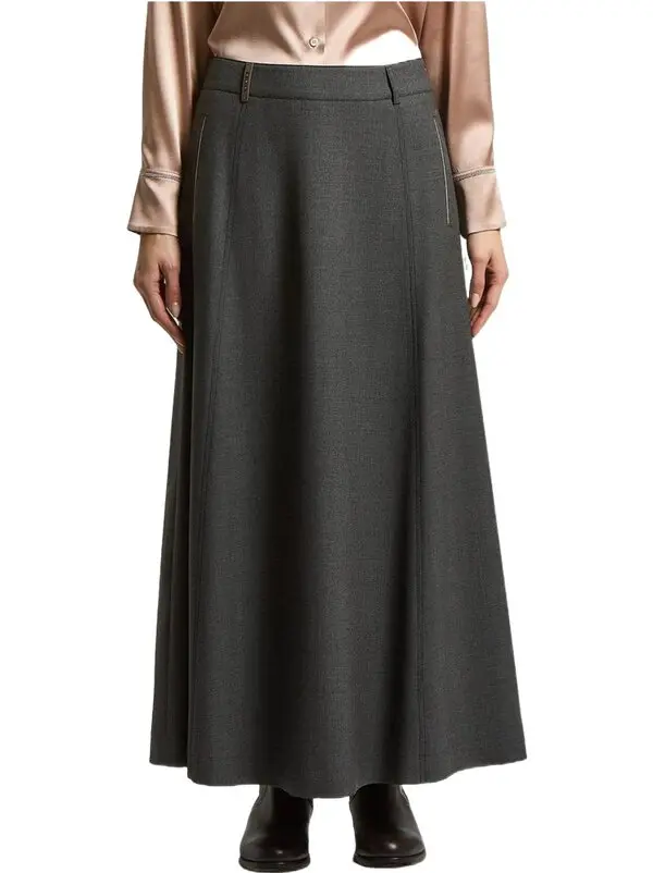 Peserico Belted A-line Maxi Skirt - Grey