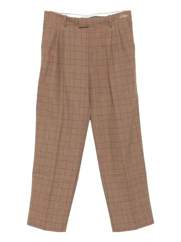 Drole De Monsieur Check Pattern Pleated Trousers - Brown