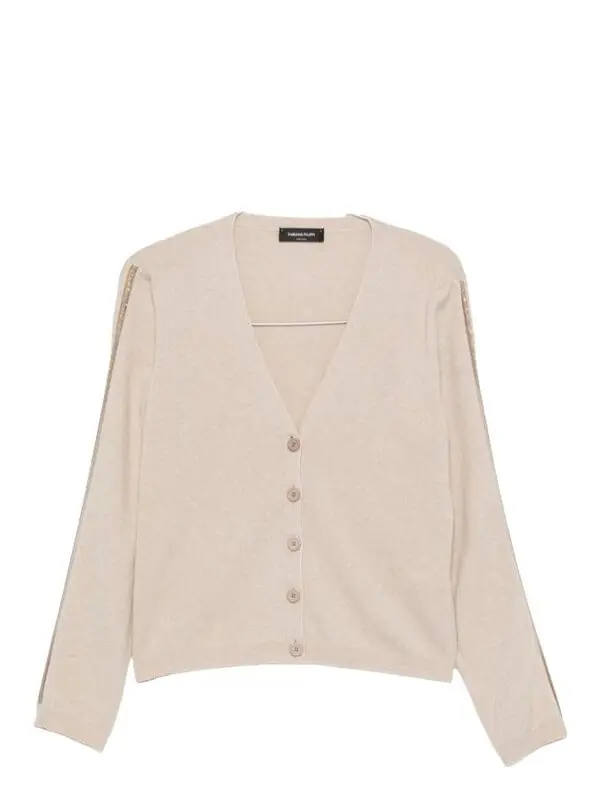 Fabiana Filippi V-neck Cardigan With Bead Embellishment - Beige