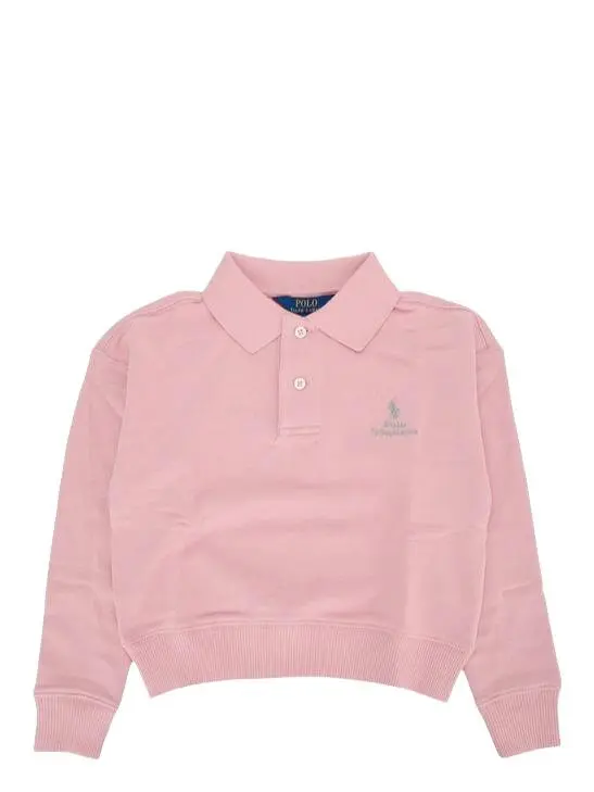 Polo Ralph Lauren Long-sleeved Polo Shirt With Button Placket And Ribbed Details - Pink