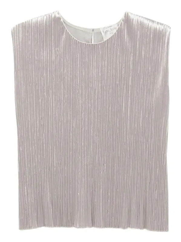 FORTE_FORTE Sleeveless Round Neck Top - Silver