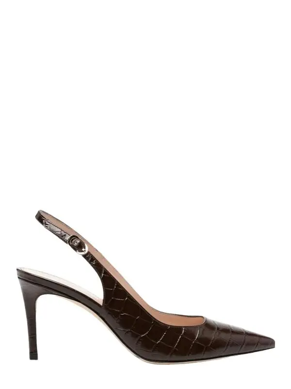 STUART WEITZMAN Pointed Toe Slingback High Heeled Sandals - Dark Brown
