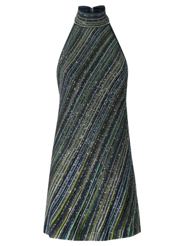 Missoni Mini Dress With Open Back And Sequins - Green