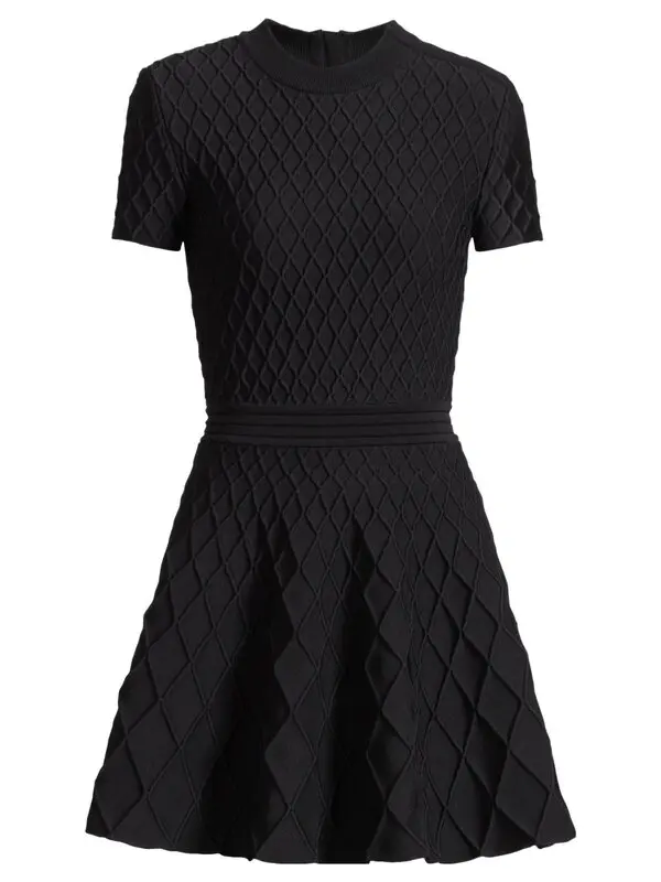 Balmain Flared Knit Dress With Quilted Effect - Black